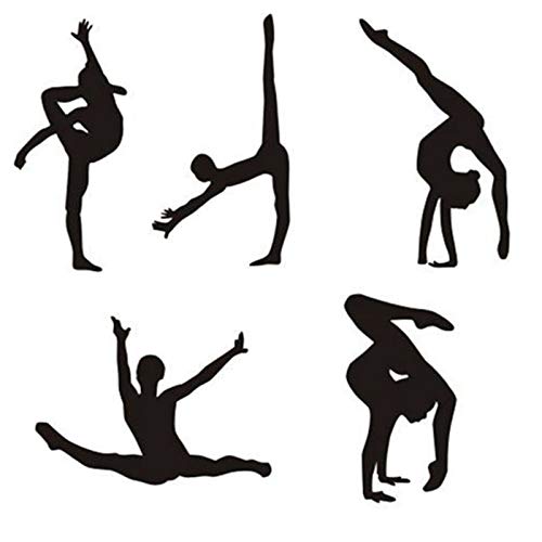 Maydahui Dancer Wall Decal Dance Gym Decor (Set of 5 Pieces）Sport Art Wall Sticker Home Decoration for Living Room Bed Room Girls Room