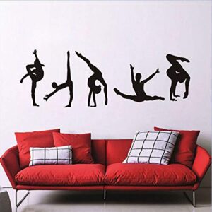 Maydahui Dancer Wall Decal Dance Gym Decor (Set of 5 Pieces）Sport Art Wall Sticker Home Decoration for Living Room Bed Room Girls Room