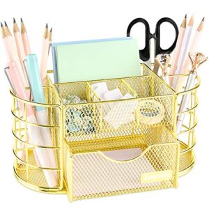 spacrea desk organizers and accessories, office organizer pencil holder for desk, desk office supplies organizer (gold)