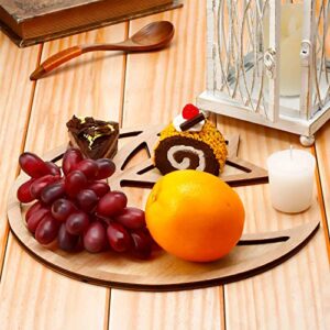 WILLBOND 2 Sets Ramadan Wood Tray Moon Wooden Star Tableware Eid Mubarak Party Serving Tableware for Breakfast Dinner Dessert Pastry Display Holder Decoration Ornament