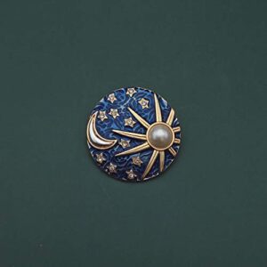 luosh Sky Blue Star Moon Sun Star Galaxies Brooches Pin Badges Planet Enamel Lapel Pins for Clothing Bags Backpacks Jackets Hat