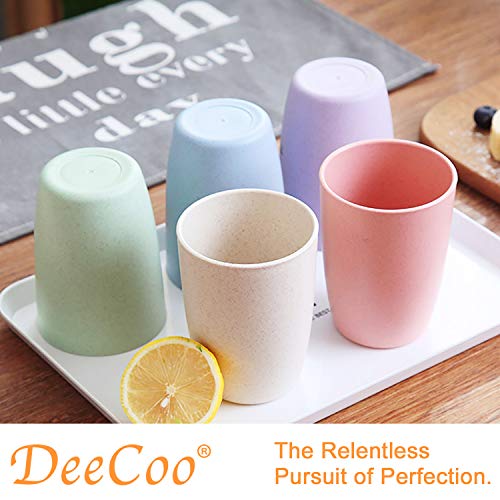 DeeCoo Eco-friendly Unbreakable Reusable Drinking Cup (12 OZ), Wheat Straw Stackable，Biodegradable Healthy Tumbler Set 15, Reusable Bathroom Drinking Cup，Dishwasher Safe