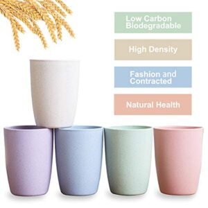 DeeCoo Eco-friendly Unbreakable Reusable Drinking Cup (12 OZ), Wheat Straw Stackable，Biodegradable Healthy Tumbler Set 15, Reusable Bathroom Drinking Cup，Dishwasher Safe