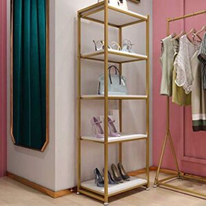 FONECHIN TDD Metal Display Rack 5-Layer Shoe Bag Rack Shelf,Floor-Standing Clothing Rack for Plant Jewelry Hat, Home Kitchen Bedroom Storage Rack