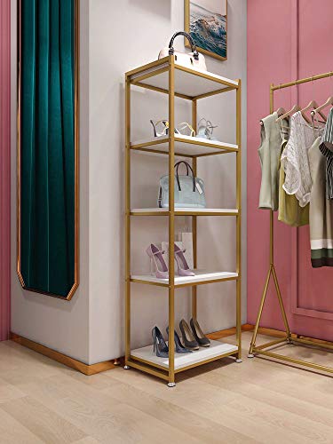 FONECHIN TDD Metal Display Rack 5-Layer Shoe Bag Rack Shelf,Floor-Standing Clothing Rack for Plant Jewelry Hat, Home Kitchen Bedroom Storage Rack