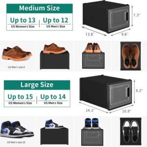 YITAHOME XL Shoe Storage Box, Set of 12 Shoe Storage Organizers Stackable Shoe Storage Box Rack Containers Drawers - Black-X-Large Size