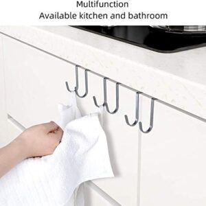 4 Pack Over Cabinet Drawer Double Hooks, Stainless Steel Multiple Use Narrow Door Hook for Kitchen, Bathroom, Wardrobe Door, only Sold by YamaziHD