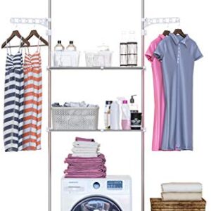 Skywin Over The Washer Storage Shelf - Easy to Assemble Laundry Storage, Laundry Shelf for Over Washer or Dryer with Adjustable Height and Width, No Drill Required