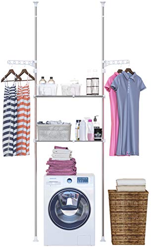 Skywin Over The Washer Storage Shelf - Easy to Assemble Laundry Storage, Laundry Shelf for Over Washer or Dryer with Adjustable Height and Width, No Drill Required