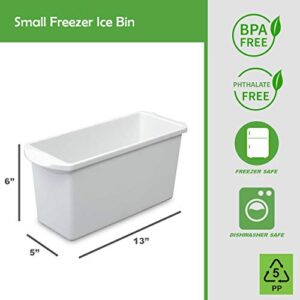 Tribello Ice Cube Bin Freezer Ice Bucket - White Plastic Breastmilk Storage Container, Organizer Trays, with Handles, Freezer/Dishwasher Safe, and BPA/Phthalate Free - Made in USA (1 Pack)