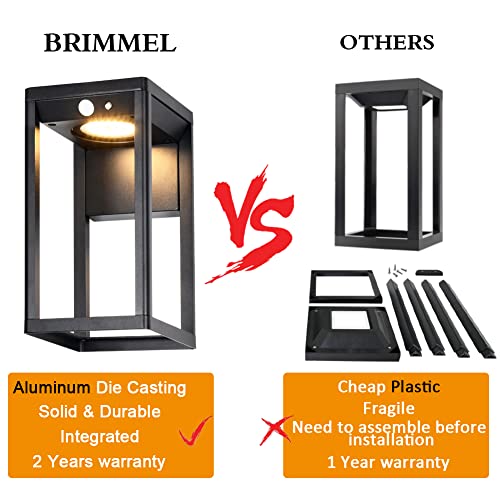 BRIMMEL Solar Sconce Lights Outdoor Motion Sensor Solar Wall Lights Outdoor Big Size 10hours Battery Life Solar Waterproof Wall Lantern for Wall Porch Front Door Garag, Solar Powered, Aluminum, Black