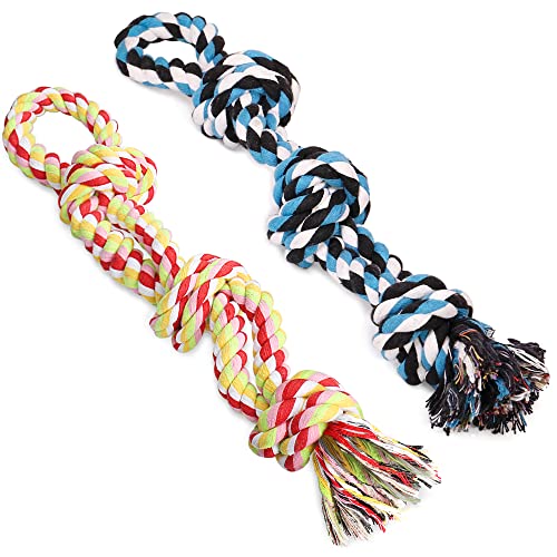 UPSKY Dog Rope Toys Dog Grinding Teeth 2 Nearly Indestructible Dog Toys, Rope Toy for Large Dogs, Dental Cleaning Chew Toys, Dog Tug Toy for Boredom, Dog Rope Toy for Aggressive Chewers (2 Packs)