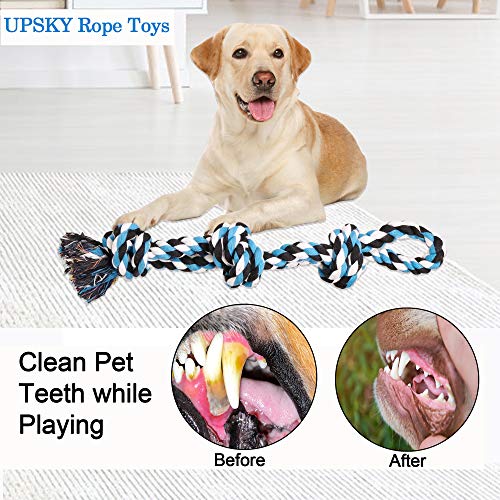 UPSKY Dog Rope Toys Dog Grinding Teeth 2 Nearly Indestructible Dog Toys, Rope Toy for Large Dogs, Dental Cleaning Chew Toys, Dog Tug Toy for Boredom, Dog Rope Toy for Aggressive Chewers (2 Packs)