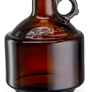 KooK Amber Glass Bottles, Growlers, with Black Plastisol Lined Lids, Beer, Soda, Cider, Kombucha, Set of 6, 32oz