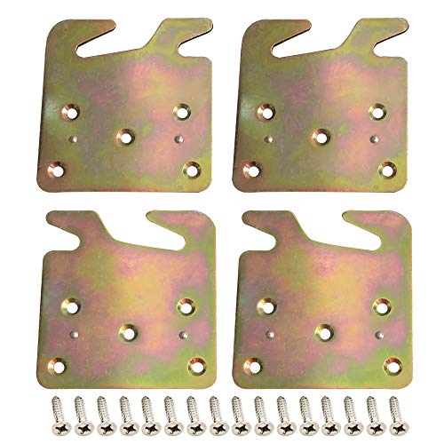 4PCS Heavy Duty Wood Bed Rail Hook Plates for Headboard and Footboard, Bed Rail Fitting Bracket with Mounting Screws