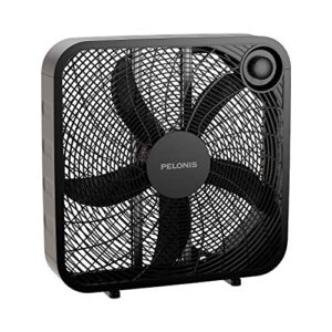 pelonis 3-speed box fan for full-force circulation with air conditioner, upgrade floor fan, black