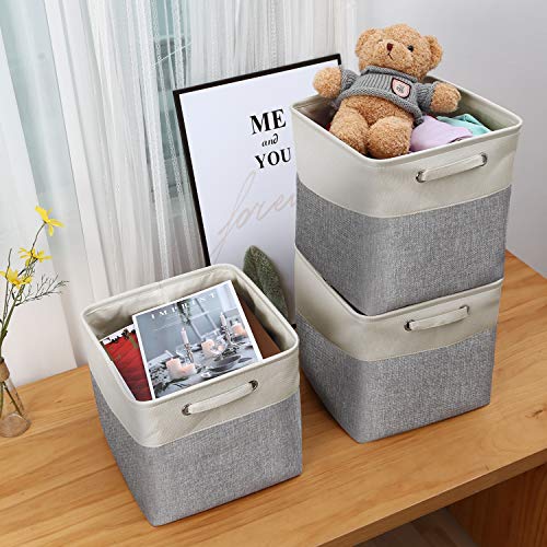 AivaToba 13 x 13 x13 Inch Large Fabric Storage Bins, Foldable Cube Storage Basket Set of 3 for Organizing, Storage Cube Bins with Handles for Shelf Closet Nursery Home