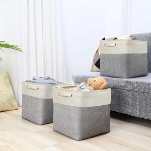 AivaToba 13 x 13 x13 Inch Large Fabric Storage Bins, Foldable Cube Storage Basket Set of 3 for Organizing, Storage Cube Bins with Handles for Shelf Closet Nursery Home