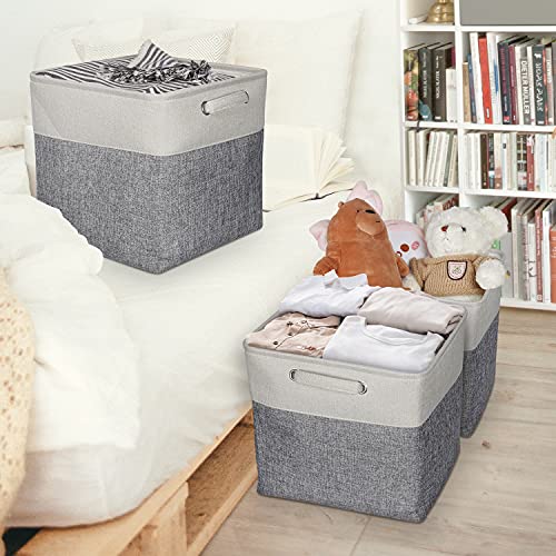 AivaToba 13 x 13 x13 Inch Large Fabric Storage Bins, Foldable Cube Storage Basket Set of 3 for Organizing, Storage Cube Bins with Handles for Shelf Closet Nursery Home