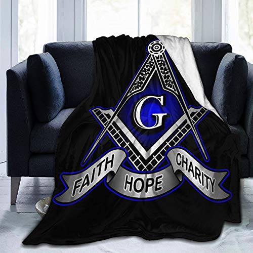 Faith Hope Charity Masonic Freemason Throw Blanket Ultra-Soft Micro Fleece Blanket Movies Blanket for Bed Couch Living Room 50"x40"