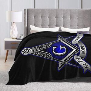 Faith Hope Charity Masonic Freemason Throw Blanket Ultra-Soft Micro Fleece Blanket Movies Blanket for Bed Couch Living Room 50"x40"