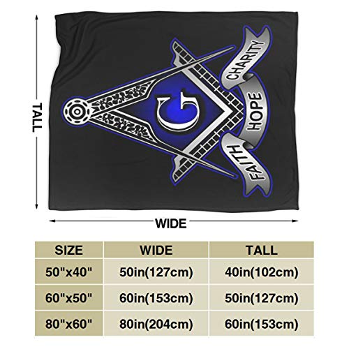 Faith Hope Charity Masonic Freemason Throw Blanket Ultra-Soft Micro Fleece Blanket Movies Blanket for Bed Couch Living Room 50"x40"