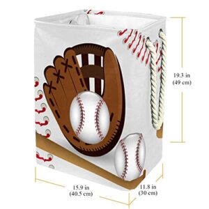 MAPOLO Laundry Basket Baseball and Gloves Foldable Laundry Hamper with Handles Detachable Brackets Well-Holding Waterproof for Clothes Toys Organizati