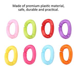 ViaGasaFamido 100Pcs Plastic C-Clips Links, Mix Color Rainbow DIY C-Links Chains for Small Pet Parrot Bird Toy Children's Learning Toy