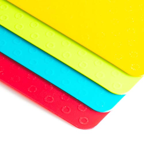 Bellemain Extra Thick Flexible Plastic Cutting Board Mats Non-Skid with Food Color Codes (Set of 4) (8"x11")