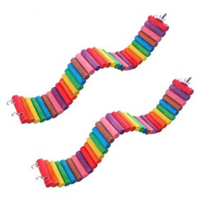 hamiledyi hamster rainbow bridge,flexible bendy climbing ladder hanging wooden chew toy for bird parrot guinea pig chinchilla chipmunk sugar glider gerbil mice squirrel small animal(pack of 2)