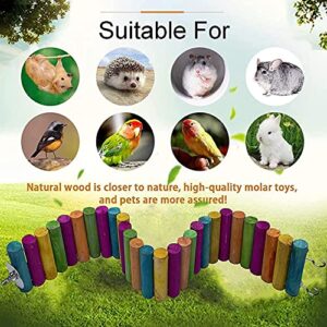 HAMILEDYI Hamster Rainbow Bridge,Flexible Bendy Climbing Ladder Hanging Wooden Chew Toy for Bird Parrot Guinea Pig Chinchilla Chipmunk Sugar Glider Gerbil Mice Squirrel Small Animal(Pack of 2)