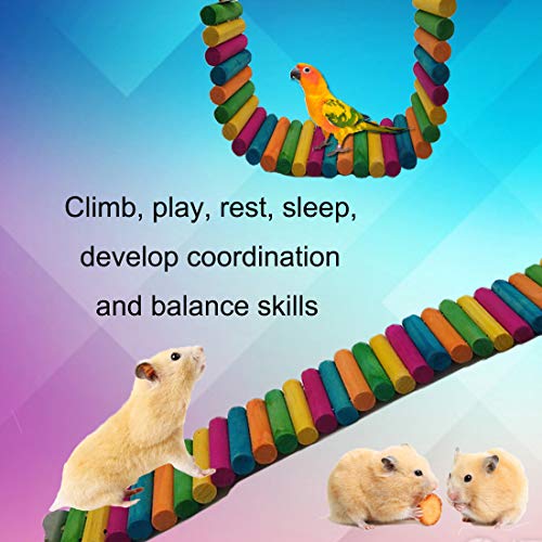 HAMILEDYI Hamster Rainbow Bridge,Flexible Bendy Climbing Ladder Hanging Wooden Chew Toy for Bird Parrot Guinea Pig Chinchilla Chipmunk Sugar Glider Gerbil Mice Squirrel Small Animal(Pack of 2)