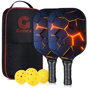 gonex pickleball paddles, usapa approved graphite pickleball paddle with comfort grip, pickleball set of 2 paddles with 4 balls, and portable carry bag