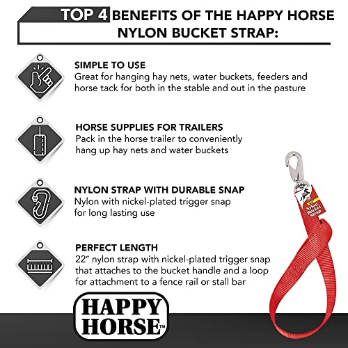 HARRIS Happy Horse Supplies, Nylon Bucket Strap 3 Pack for Hay Nets, Water Buckets, Outdoor Feeders, 22"