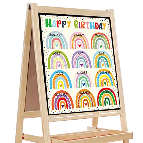 Happy Birthday Poster Chart Bright Color Rainbow with Dots 17" x 22" Class Birthday Decoration