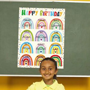 Happy Birthday Poster Chart Bright Color Rainbow with Dots 17" x 22" Class Birthday Decoration