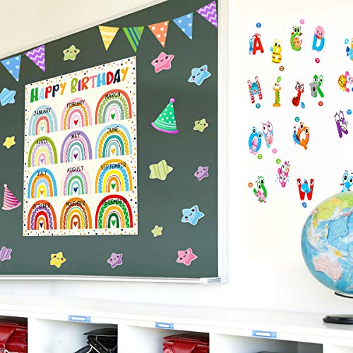 Happy Birthday Poster Chart Bright Color Rainbow with Dots 17" x 22" Class Birthday Decoration