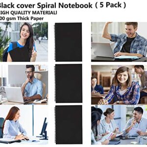 Wotion A5 Black Spiral Notebook Blank Sketchbook Unruled Journal Pack,Thick Blank Paper 50 Sheet 100 Unlined Pages 5.59“ x 8.27” 5 Pack…