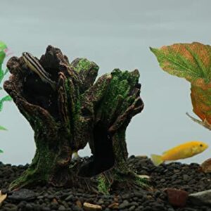 AQUA KT Aquarium Landscape Tree Stump Trunk Hollow Betta Cichlid Cave Rocks for Fish Hiding Tank Decoration Decorations