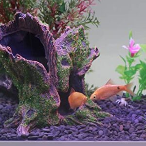 AQUA KT Aquarium Landscape Tree Stump Trunk Hollow Betta Cichlid Cave Rocks for Fish Hiding Tank Decoration Decorations