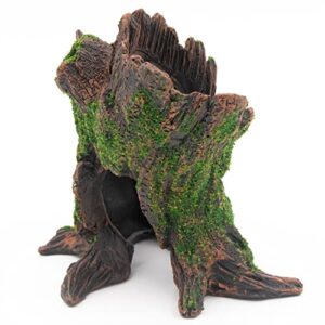 AQUA KT Aquarium Landscape Tree Stump Trunk Hollow Betta Cichlid Cave Rocks for Fish Hiding Tank Decoration Decorations