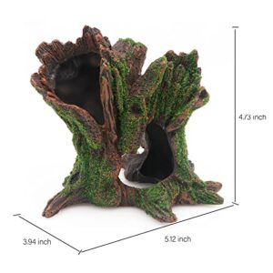 AQUA KT Aquarium Landscape Tree Stump Trunk Hollow Betta Cichlid Cave Rocks for Fish Hiding Tank Decoration Decorations