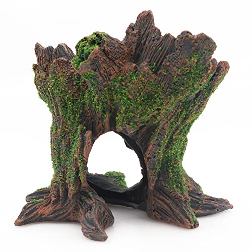 AQUA KT Aquarium Landscape Tree Stump Trunk Hollow Betta Cichlid Cave Rocks for Fish Hiding Tank Decoration Decorations