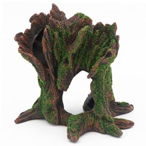 AQUA KT Aquarium Landscape Tree Stump Trunk Hollow Betta Cichlid Cave Rocks for Fish Hiding Tank Decoration Decorations