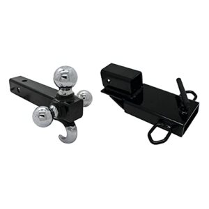 extreme max 5001.1389 clamp-on forklift hitch 2" receiver with tri-ball hitch and tow hook