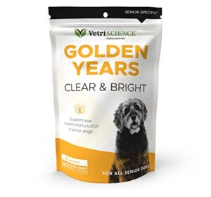 vetriscience golden years clear and bright for senior dogs, chicken liver, 60 soft chews - promotes eye health with powerful antioxidants