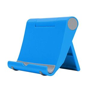 pokanic cell phone multi-angle stand holder mount cradle organizer charger station tablet desktop bed office school kitchen travel foldable portable adjustable universal smartphones (blue)