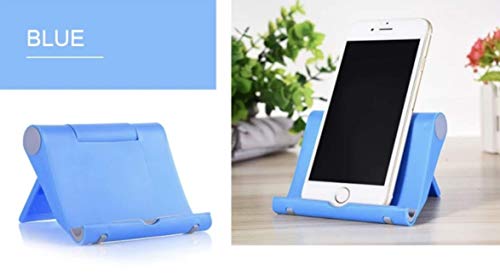 Pokanic Cell Phone Multi-Angle Stand Holder Mount Cradle Organizer Charger Station Tablet Desktop Bed Office School Kitchen Travel Foldable Portable Adjustable Universal Smartphones (Blue)