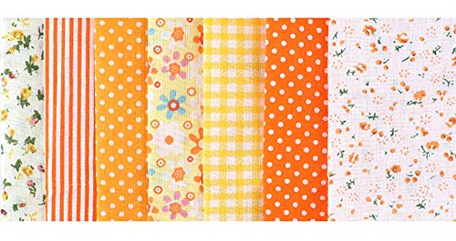 7pcs Cotton Fabric Package 19.7"x19.7", 100% Cotton Quilting Fabric, Wrapping Cloth, Bundles of Fabric for DIY Patchwork Sewing (Orange)