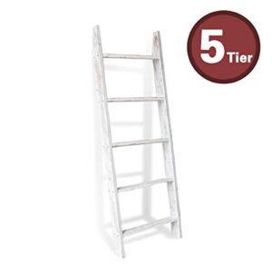 Honest Blanket Ladder Wooden Decorative, Rustic Blanket Ladder,Farmhouse Blanket Holder Rack, Wall Leaning Ladders, Ladder Shelf Stand,White